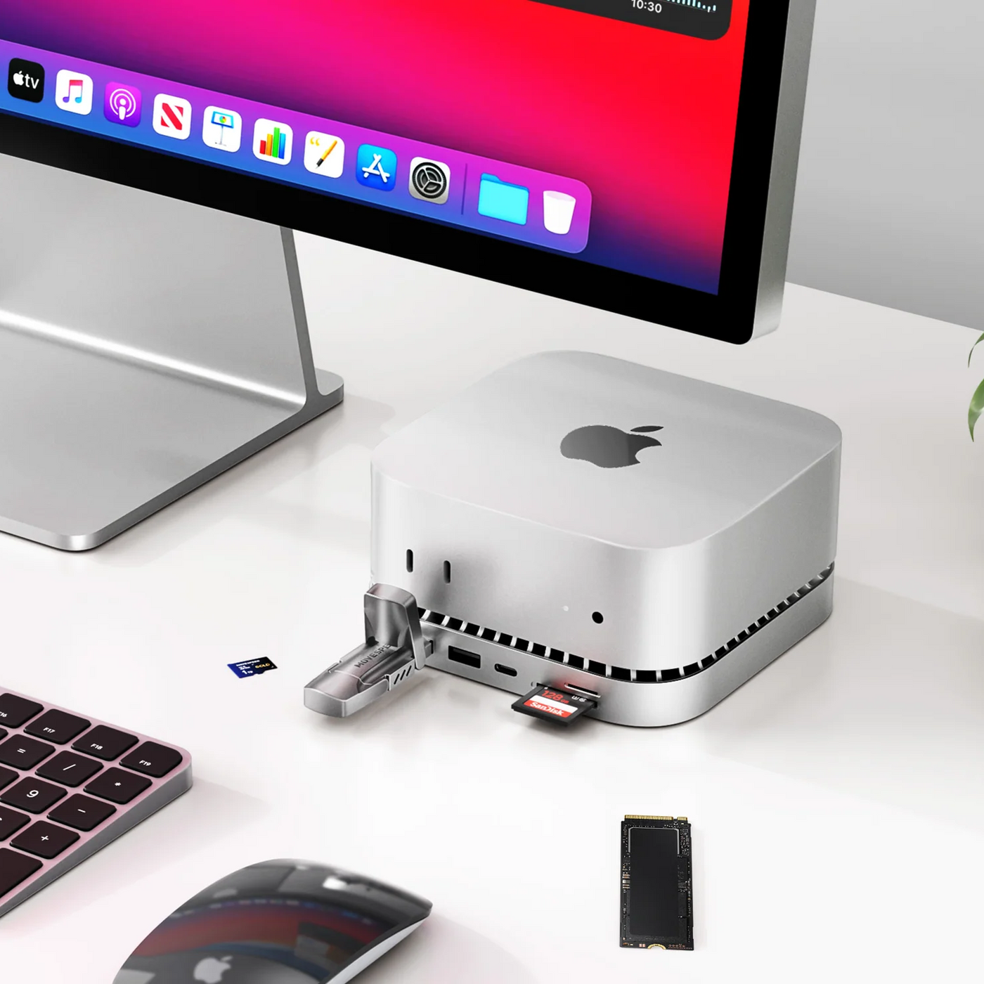 RayCue Mac Mini M4 Hub & Stand with SSD Enclosure - Macfixit Australia