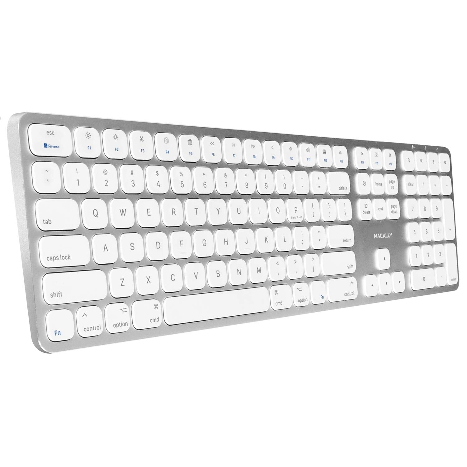 Macally Bluetooth Wireless Keyboard, Slim Full-Size Metal Frame ...