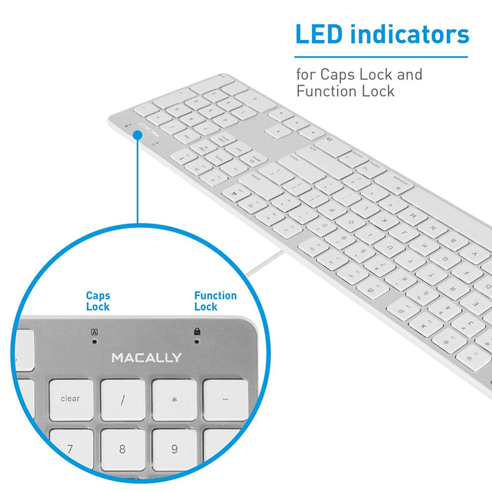 Macally 104 key Aluminium Ultra Slim USB Wired Keyboard for Mac ...