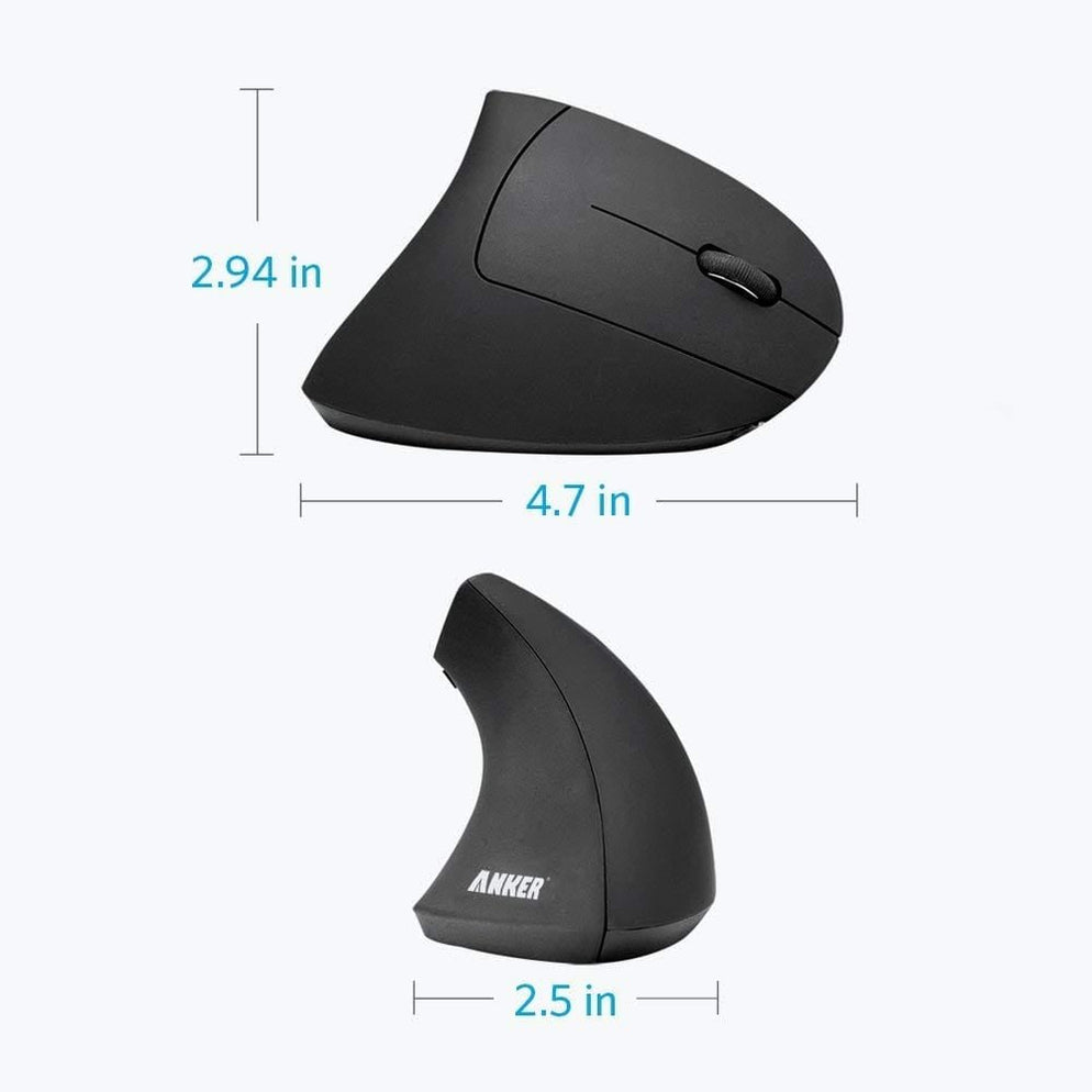 Anker Ergonomic USB 2.4G Wireless Vertical Mouse with 3 Adjustable DPI ...